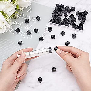 OLYCRAFT 50pcs Black Syringe Tip Caps 10mm Thick Luer Lock Tip Syringe Luer Lock Cap 12~12.5mm Diameter No Needle Tip Cap for Feeding Tubes Black Syringe Tip Cap