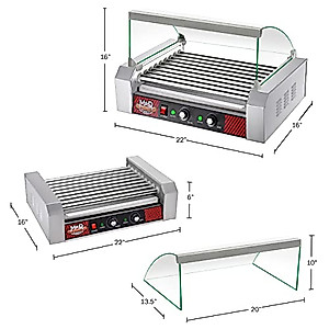 Great Northern Popcorn 9 Roller Hot Dog Machine with Tempered Glass Cover – Countertop Hot Dog Roller Makes Up to 24 Hotdogs, Brats, or Sausages
