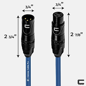 Balanced XLR Cable Male to Female - 35 Feet Blue - Pro 3-Pin Microphone Connector for Powered Speakers, Audio Interface or Mixer for Live Performance & Recording