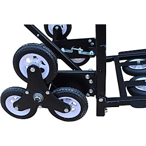 INTBUYING Stair Climber Hand Trucks Portable Folding,Rubber Mute Wheel,Adjustable Handle Length.420 LBS Capacity Handcart Luggage Cart with 6 Wheels and 2 Backup Wheels (Black)-with 2 Casters
