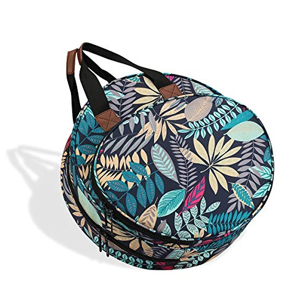 Embroidery Bag for Cross Stitch Project,MIOKY Embroidery Supplies Organizer Storage Portable Carrying Case Travel Tote for Embroidery Hoops,Floss,Cross Stitch Tools,Leaves [Bag Only]