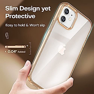 TAURI [5 in 1 for iPhone 12 Case, Non-Yellowing, with 2 Tempered Glass Screen Protectors + 2 Camera Lens Protectors, Shockproof Slim Phone Case iPhone 12, Drop Protection Rose Gold