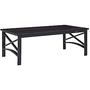 Crosley Furniture Kaplan 2-Piece Outdoor Coffee Table and Loveseat Patio Furniture Set for Porch, Deck, Oiled Bronze with Oatmeal Cushions