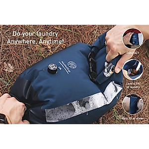 Noitullop Washbag Portable Washing Machine - 15L Fully Waterproof Dry Bag - Lightweight Compact Nylon Washing Machine - Portable Manual Clothes Washer Laundry Bag (Navy)
