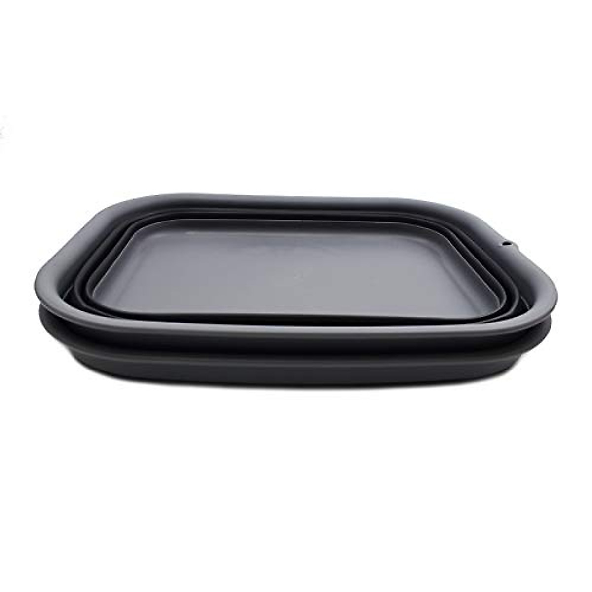 SAMMART 12L (3.17 Gallon) Collapsible Tub - Foldable Dish Tub - Portable Washing Basin - Space Saving Plastic Washtub (2, Grey/Black)