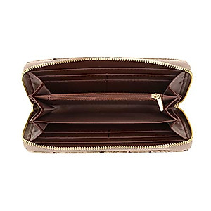 Boho Tassel Ostrich Print Vegan Leather Handle Bucket Handbag Satchel Wallet Set (Brown/Dark Brown)