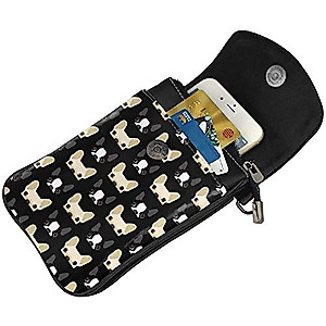 Boston Terrier and French Bulldog Friends Women Soft PU Leather Cellphone Purse Wallet Handbag Small Crossbody Shoulder Bag