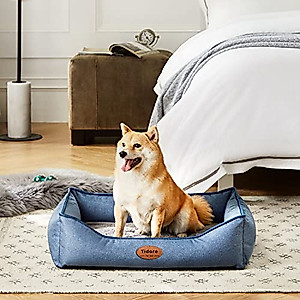 Tidore Orthopedic Dog Beds for Small/Medium Dogs,Comfortable Egg-Crate Foam Sofa Pet Bed with Washable Removable Cover,Waterproof Lining and Nonskid Bottom Mat (Medium, Light Blue)