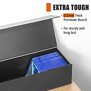 Trading Card Storage Box, Baseball Card Storage Box Holds 900+ Sport Cards or 200 Toploaders, Fits Football, Basketball, Hockey, Gaming & Trading Cards, Black, 13x4x3 inches