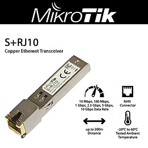 Mikrotik S+RJ10 6-Speed RJ-45 Module for up to 10 Gbps Copper Module