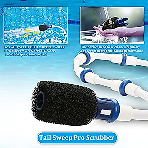 Tail Sweep Pro with Scrubber, Tail Sweep Pro TSP10S Replacement for Polaris 280, 380, 360, 3900 Sport, 180, 1 Tail Sweep Pro with 6 Foam Scrubber for Polaris Three Wheel Pressure Cleaners