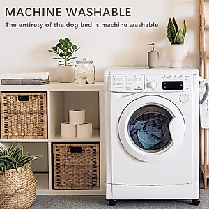 Large Dog Bed for Crate, Washable Dog Beds for Large Dogs, Ultra Deluxe Sherpa Kennel Pad, Fluffy Pet Mats with Durable Anti-Slip Bottom, 35"x23", Gray