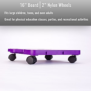 Cosom Scooter Board Set, 12 Inch Children's Sit & Scoot Board with 2 Inch Non-Marring Metal Casters & Safety Guards for Physical Education Class, Sliding Boards with Safety Handles, 6 Colors