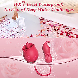 Rose Sex Toy Clitoris Vibrator - Upgraded 3 in 1 Vibrator for Woman, Clit Nipple Licker G Spot Stimulator, 9 Tongue Licking & 9 Thrusting Dildo, Adult Sex Toy Games for Woman Man Couples Pleasure