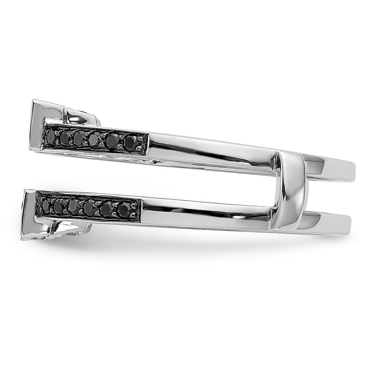 Size 7 - Solid 14k White Gold Black & White Diamond Ring Guard (9mm) (.43ct.)