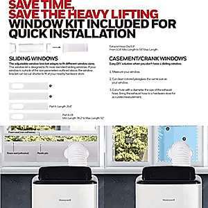 Honeywell 8,000 BTU Smart WiFi Portable Air Conditioner For Bedroom, Office, Living Room, Kitchen, 115V, Cools Up to 350 Sq. Ft. with Dehumidifier, Remote Control and Alexa Voice Control, White