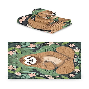 Flradish Sloth Yoga Towels 3 Pack Bath Towels for Bathroom Set Soft Cotton Highly Absorbent Lightweight & Quickdry Towel Set 1 Bath Towel,1 Hand Towel,1 Washclothe