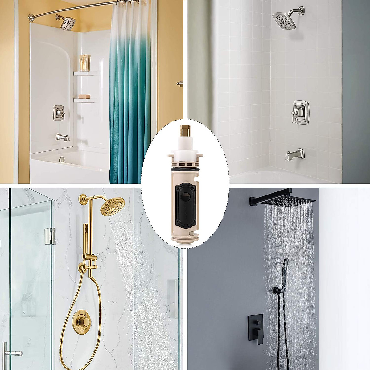 1222 Replacement Cartridge with Puller 104421, Compatible with Moen Tub Shower Single Handle Posi Temp Faucet (with lubricating grease)