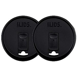 iLIDS Mason Jar Drink Lid, Wide Mouth, Black, Pack of 2
