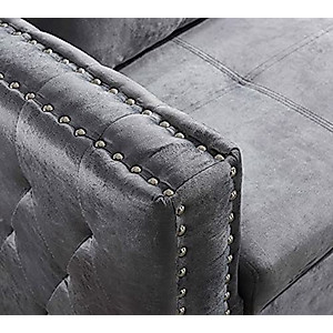 ATY Sectional Sofa with Pull Out Bed, Reversible L-Shape Couch with Storage Chaise and Sleeper, Save Space for Living Room Office, 91" Grey