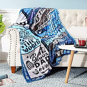 Sixftop Best Bonus Dad Blanket Gifts from Daughter Son in Law Step Dad Fathers Day Birthday Gifts | to Bonus Dad Gifts | Christmas Bday Presents for Father in Law Throw Blanket 50” X 60"