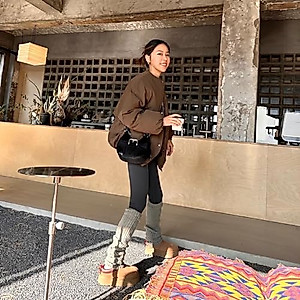 CCIMOK Women's Slippers Platform Mini Boots Short Ankle Boot Fur Fleece Lined Sneakers House slippers Anti-Slip Boot For Outdoor (Brown, Adult, Women, 7.5, Numeric, US Footwear Size System, Medium)