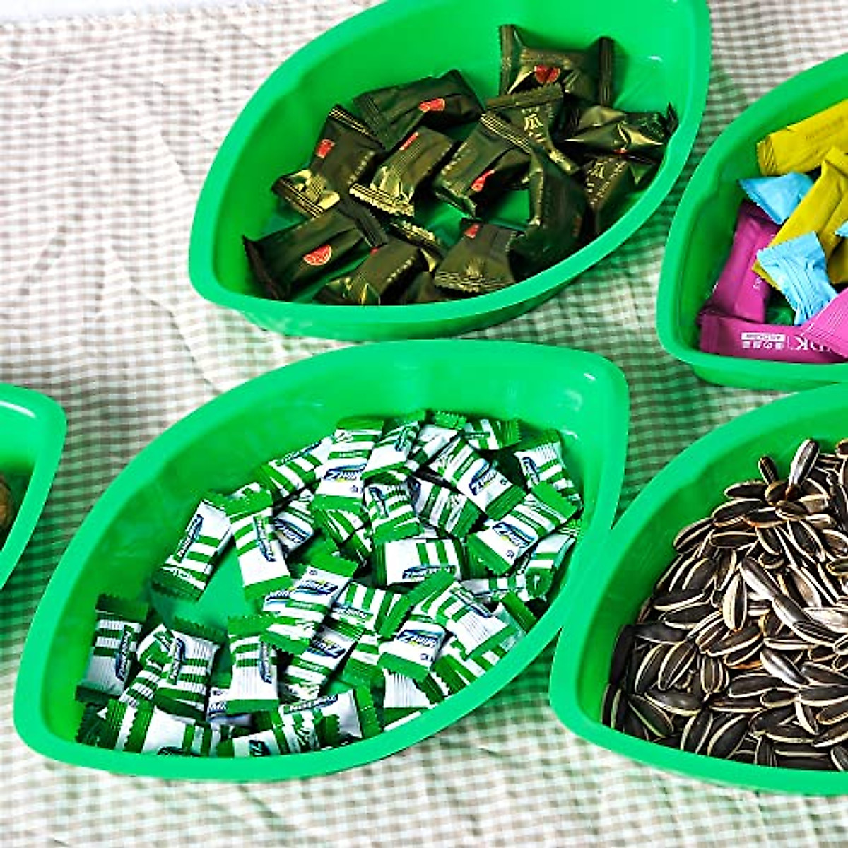 PowerTRC Reusable Snack Tray | Palm Leaf Design Candy, Snack, Or Dip Tray | Reusable Island Jungle Theme Decoration Platter (12 Packs)