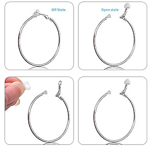 5 Pairs Silver Clip on Earrings Hoop Non Piercing Women Clip Earrings for Women, 5 Sizes