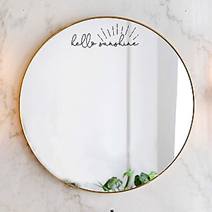 Hello Sunshine Vinyl Decal Mirror Decal Bathroom Decor Shower Door Decal Wall Decal Car Vinyl - Set of 2 - Black/White - 6.5x2.6 inch