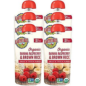 Earth's Best Organic Stage 2, Banana, Raspeberry & Brown Rice, 4.2 Ounce Pouch (Pack of 6)