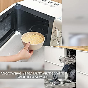 JUCOXO Unbreakable Plastic Cereal Bowls for Kitchen, 24 OZ Wheat Straw Lightweight Bowl Set of 4, Microwave Safe Bowls for Soup, Salad