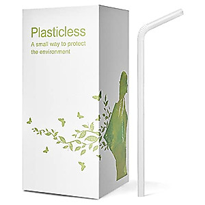 200 Count 100% Plant-Based Compostable Straws - Plasticless Biodegradable Flexible Drinking Straws - A Fantastic Eco Friendly Alternative to Plastic Straws