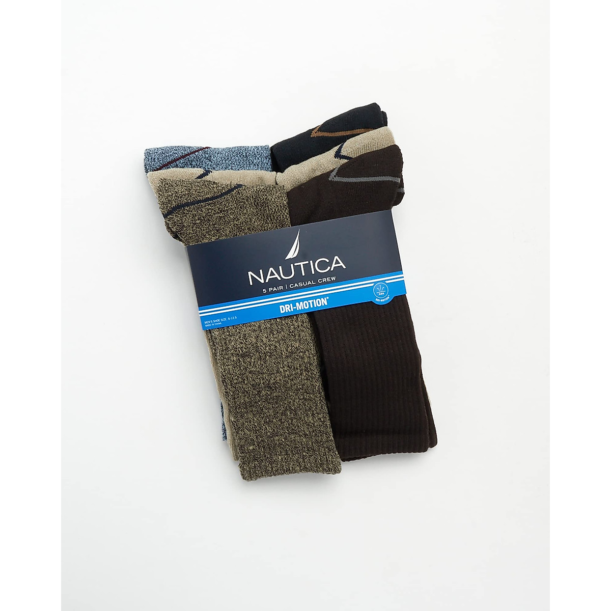 Nautica Men's Dress Socks - Light-Cushion Crew Socks (5 Pack), Size 6-12.5, BrownKhaki