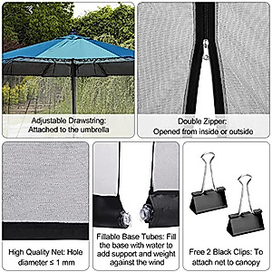 auanvel Patio Umbrella Mesh Screen Outdoor Polyester Mesh Netting Umbrella Hanging Tent with Zipper Door and Adjustable Rope, Fits for 7.5-10 FT Garden Camping Market Table Cantilever Offset Umbrella