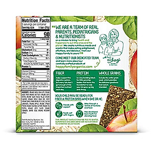 Happy Tot Organics Fiber & Protein Soft-Baked Oat Bars Toddler Snack Apple & Spinach, 0.88 Ounce Bars, 5 Count Box (Pack of 6) (Packaging May Vary)