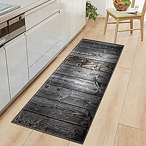 OPLJ Modern Kitchen Mat Entrance Doormat 3D Wood Pattern Home Floor Mats Living Room Bedroom Carpet Bathroom Non-Slip Rugs A11 60x180cm
