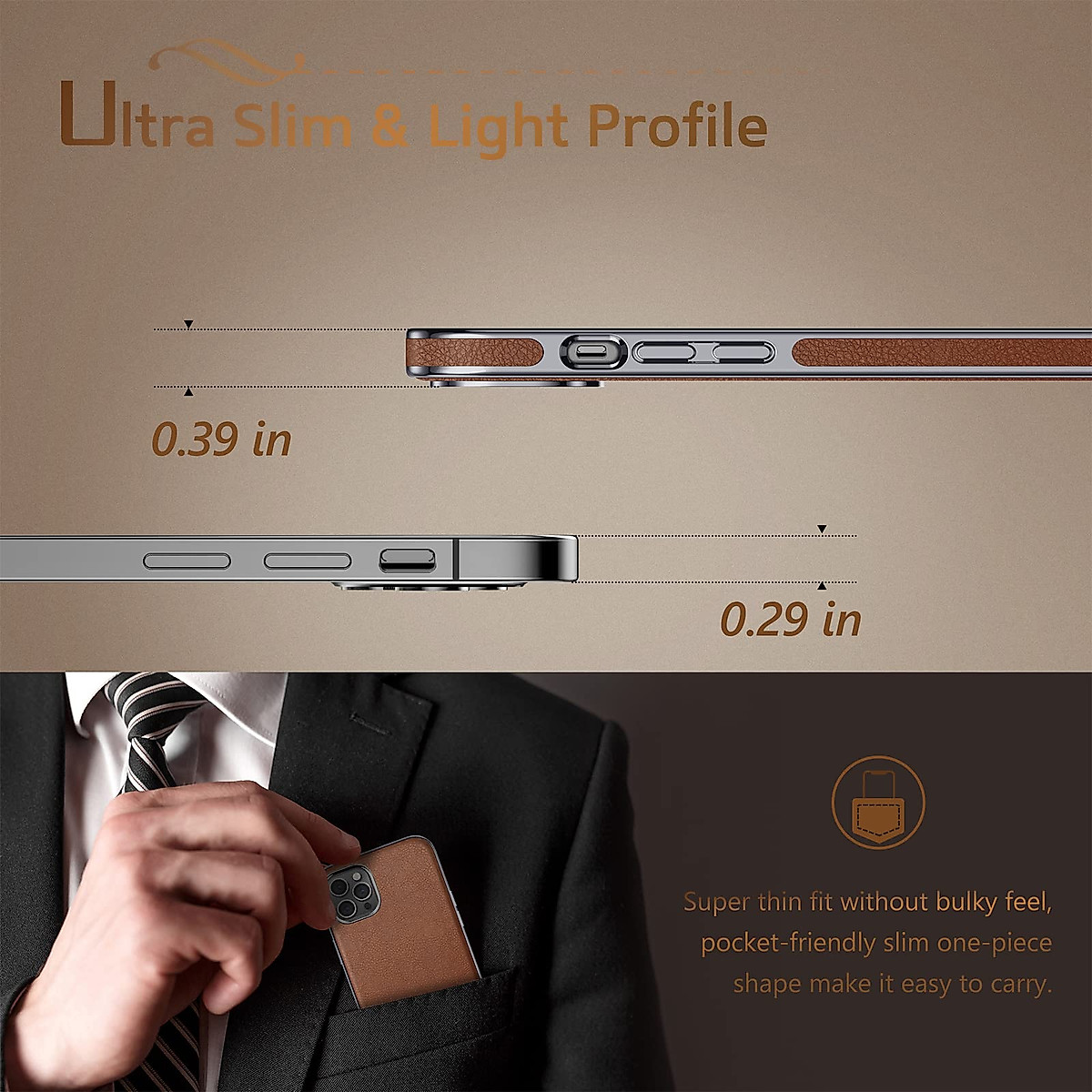 LOHASIC for iPhone 12 Case for iPhone 12 Pro Case, Luxury Leather Slim Business Classic Non Slip Soft Grip Shockproof Protective Cover Compatible with iPhone 12/12 Pro 5G 6.1 inch - Brown