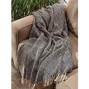 DII Diamond Throw Collection Cotton Woven, 50x60, Black