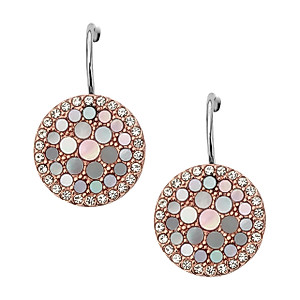 Fossil Women's Gold-Tone or Rose Gold-Tone Dangle or Hoop Earrings, Color: Rose Gold (Model: JF01737791)
