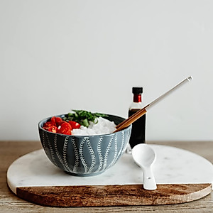 Ramen Bowl Set, Hand Painted, comes with 2 Ramen Bowls 2 Spoons and 2 Chopsticks, Ramen Bowl with Chopsticks, Pho Bowl, Noodle Bowl, Soup Bowl