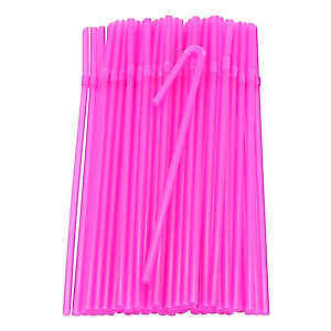 Flexible Plastic Drinking Straws (Assorted Neon) Bendable Disposable BPA Free Bendy