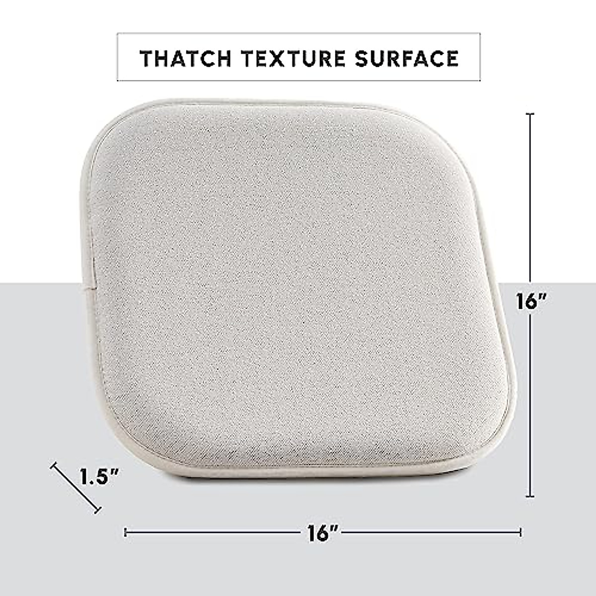 Elegant Comfort 2 Pack Chair Cushion Covers - Skid-Proof Rubber Backing - 16 x 16 Inch - Thick Dining Square Shape Seat Covers - Comfortable Textured Chair Pads with Ties - Thatch Pattern, Cream