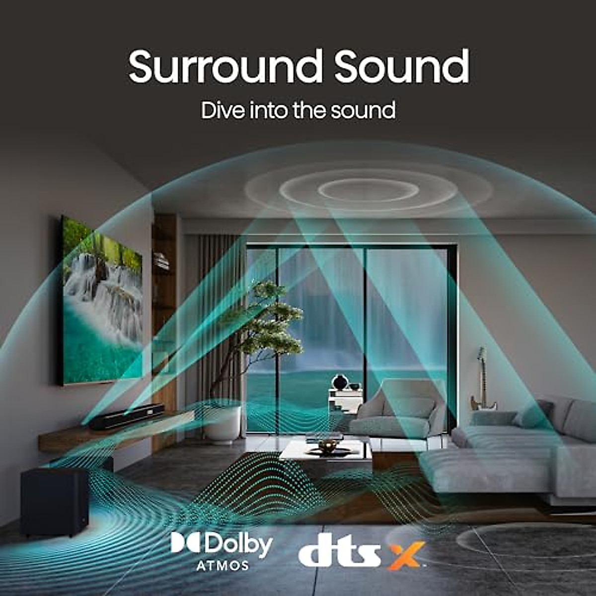 Hisense AX3125H 3.1.2Ch Sound Bar with Wireless Subwoofer, 440W, Dolby Atmos, Bluetooth 5.3, EzPlay, 4K HDMI Pass Through, Roku TV Ready, DTS:X, HDMI/AUX/ARC/Optical/USB, 7 EQ Modes