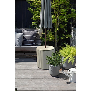 Veradek Umbrella Side Table - Outdoor Patio Table with Umbrella Hole for Porch/Patio | Durable Plastic-Concrete Material & Easy Assembly | Modern Coffee, Picnic or Poolside Table