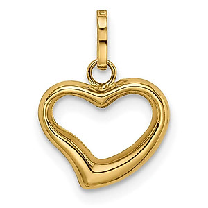 14k Yellow Gold Polished Cut-out Puffed Heart Pendant YC1388