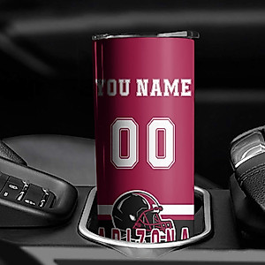 20oz Football City Customs stainless steel Insulated tumbler with Lid and Straws, Personalized football gifts for fans, Travel Cup Adds Your Name and Number