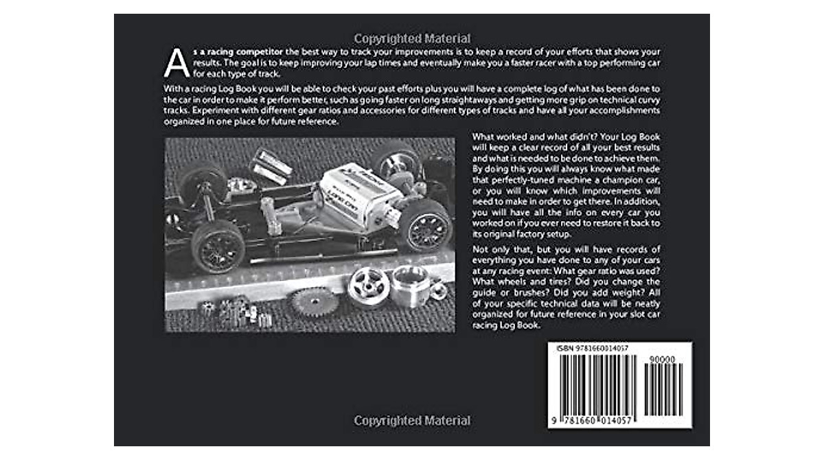 Slot Car Racing Log Book – Track Race Progress & Car Setups