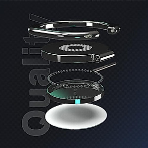 Thinnest Cell Phone Ring Holder Kickstand for iPhone & Samsung Galaxy, 360 Degree Rotation Finger Ring Stand Phone Grip for Magnetic Car Mount - Black