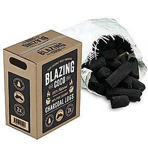 Blazing Coco Premium 20 Pound Coconut Shell Charcoal Logs - All Natural High End Grilling