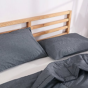 NTCOCO Comforter Set Thin Quilt Summer Lightweight Comforter,100% Washed Cotton,Machine Washable,Soft Comfy Breathable Can Sleep Naked (Grey, Queen)